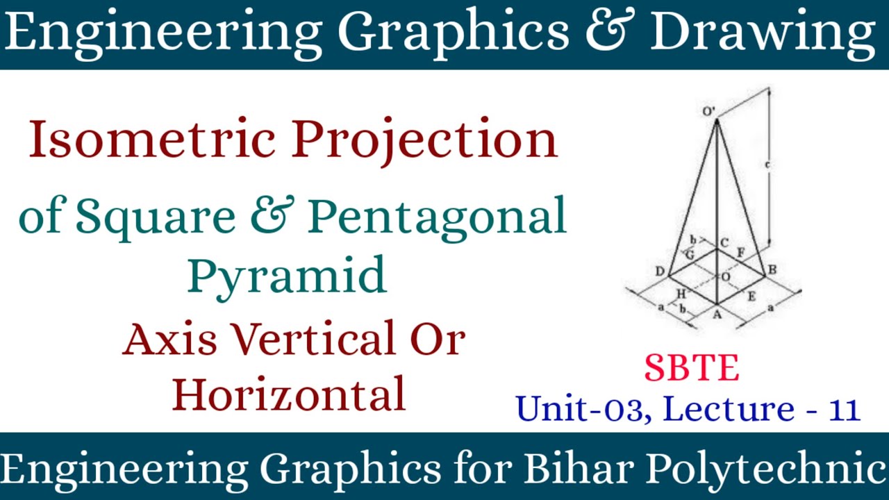 Isometric Projection of Square and Pentagonal Pyramid | Lec - 11 ...
