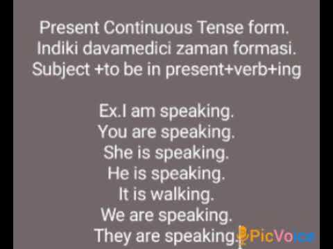 The present continuous tense form.