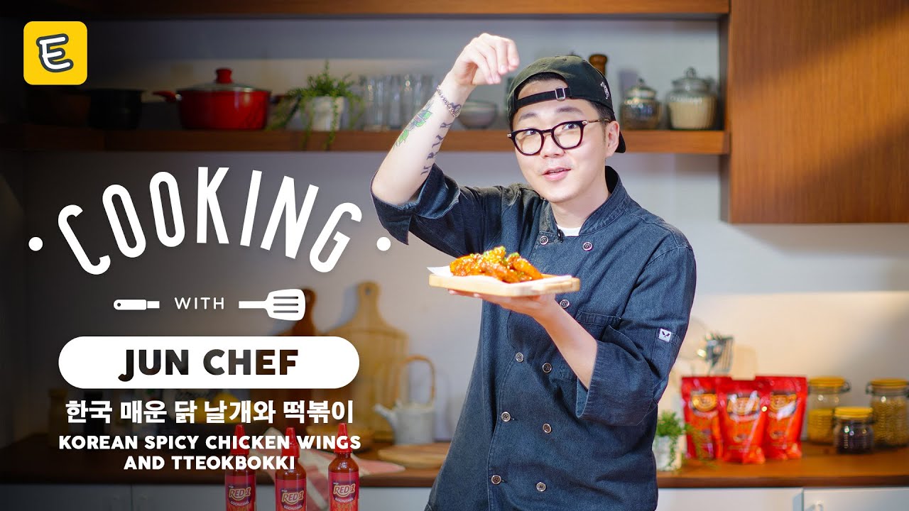 COOKING WITH - JUN CHEF : KOREAN SPICY WINGS & TTEOKBOKKI - YouTube