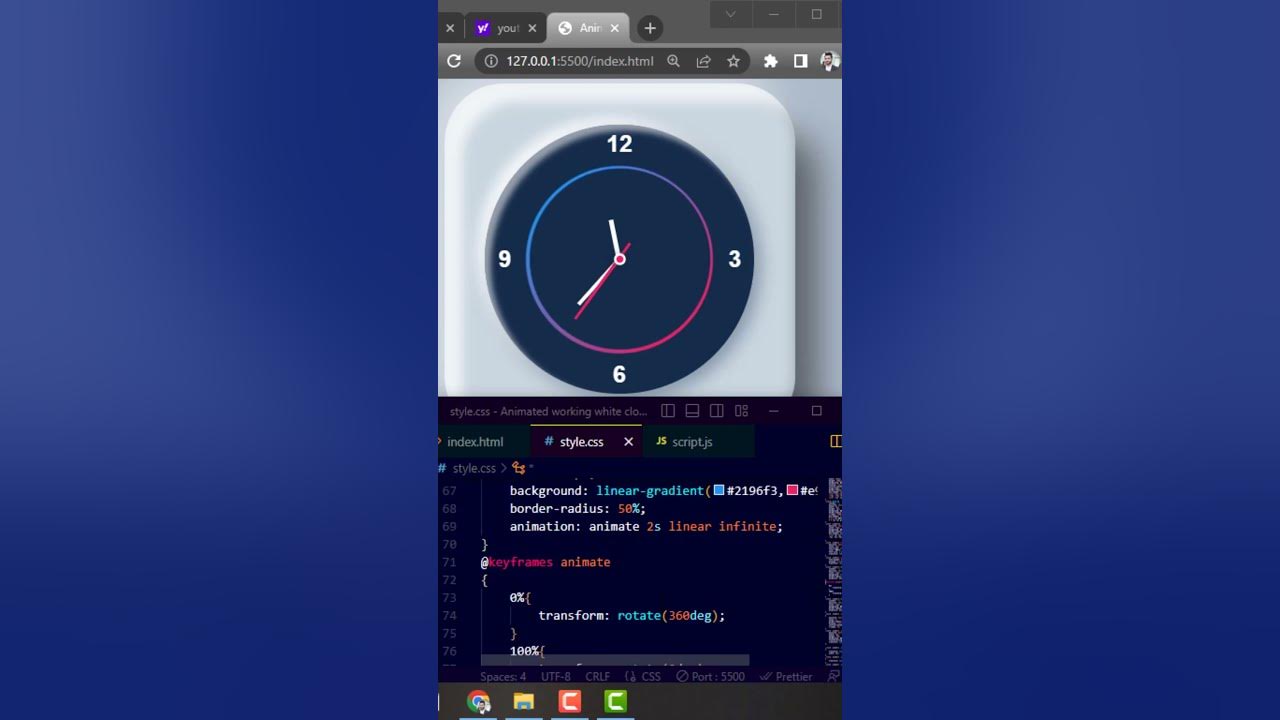 How To Create Animated Working Analog Clock Using Html Css And Javascript Shorts Shortsyoutube