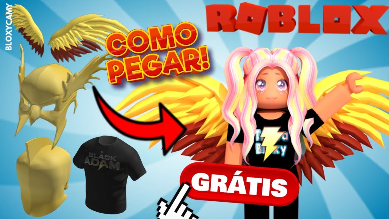 💥COMO PEGAR *5 ITENS GRÁTIS* do evento BLACK ADAM ⚡ no Roblox! - YouTube