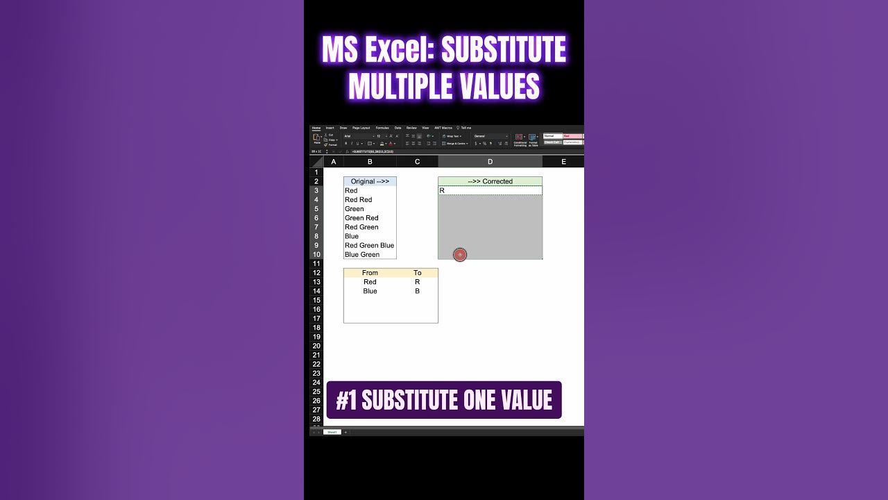 How to substitute multiple values in formula in excel? - YouTube