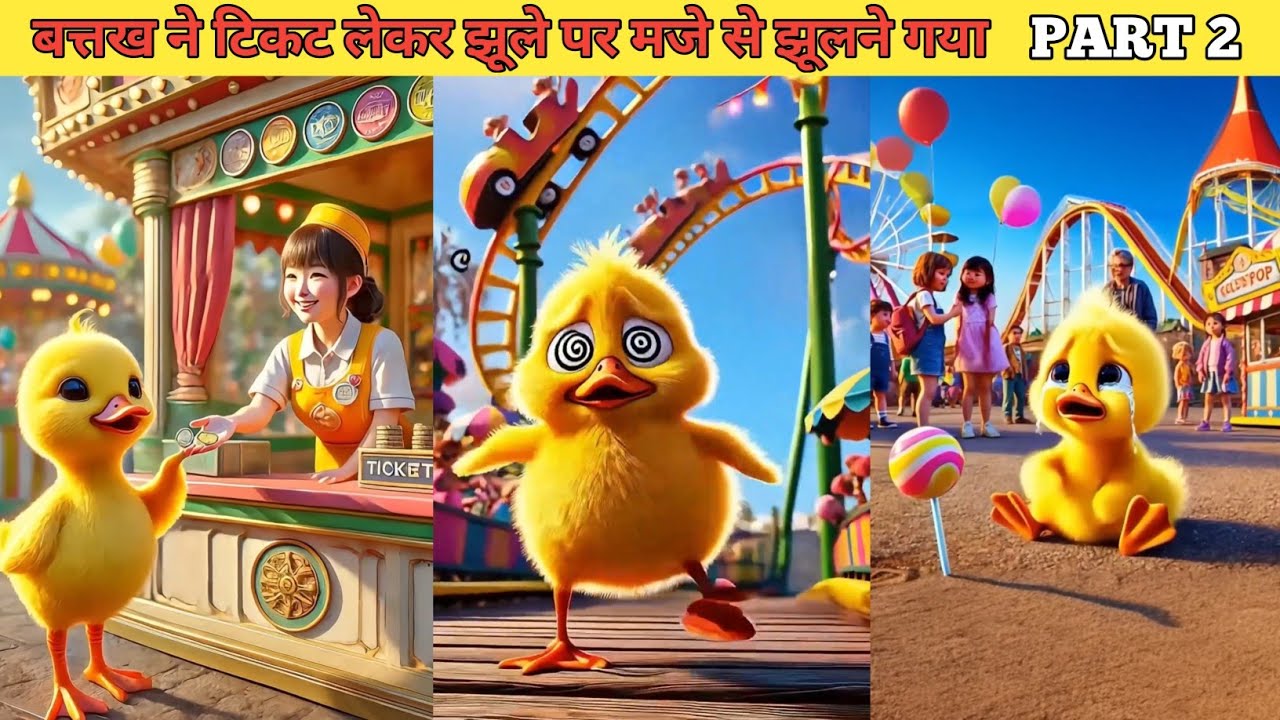 बत्तख ने टिकट लेकर झूले पर मजे से झूलने गया PART 2 #cartoon #duckrescue ...