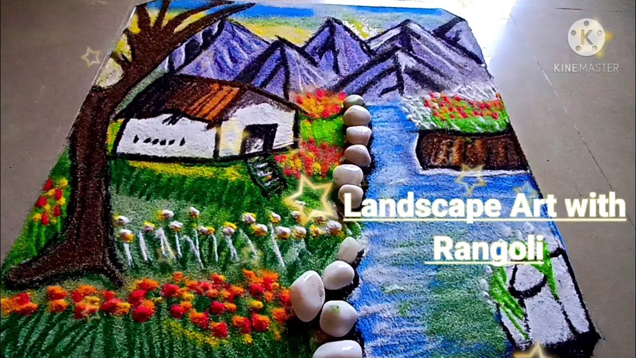 Landscape Art with Poster Rangoli by Shaila | Landscape Art with Poster ...