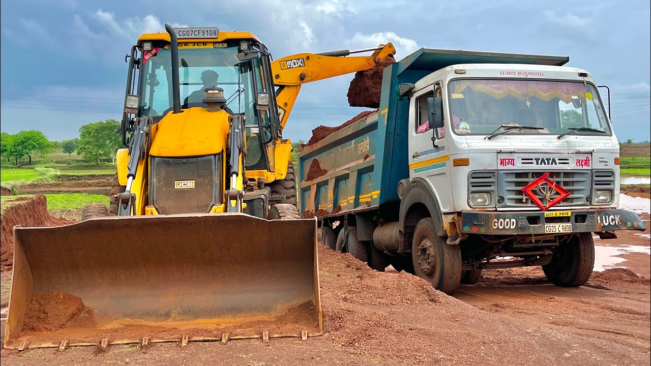 JCB 3dx Backhoe Loading Pond Murum in Tata Truck ||@MYJCB-np4el - YouTube