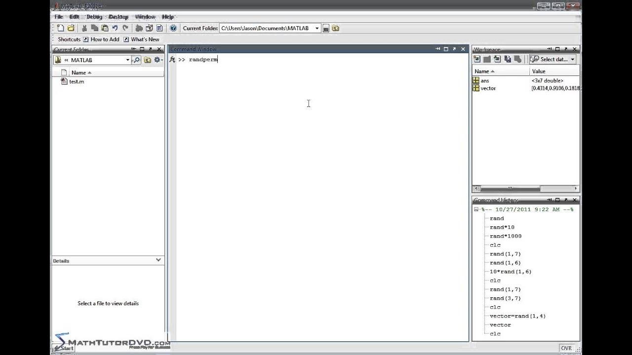 Matlab - Sect 32 - Creating Vectors with Random Elements - YouTube