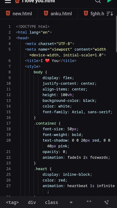 Animation of I ️You #coding #codingeducation #webdesign #python #learncoding #valentinesday # ...