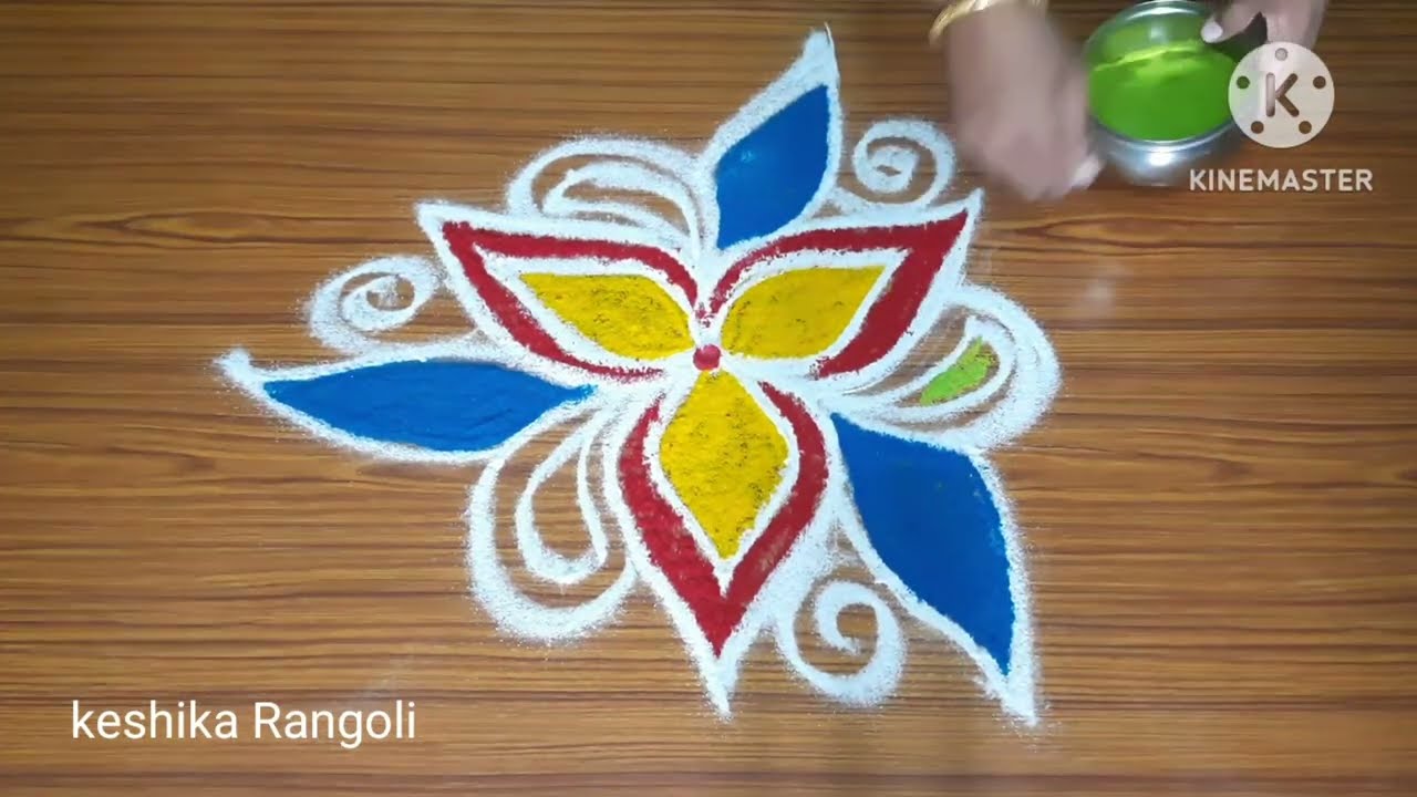 Easy rangoli designs/simple rangoli/Apartment rangoli/5*3 dots rangoli ...