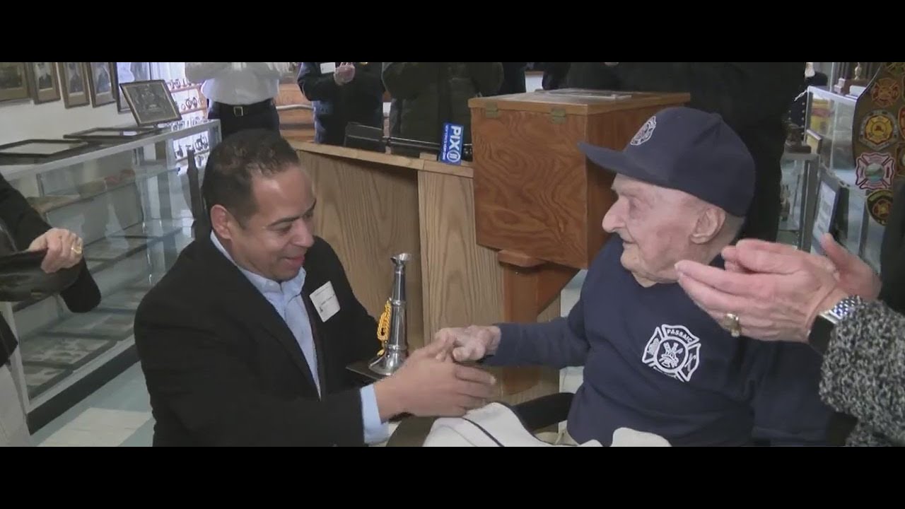 100-year-old retired firefighter honored in New Jersey - YouTube