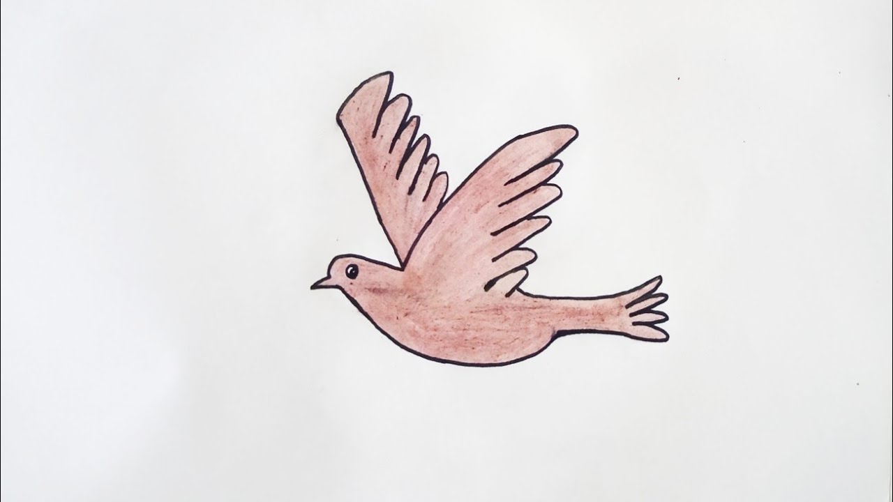 How to draw Bird With V | how to draw flying bird step by step | Easy ...