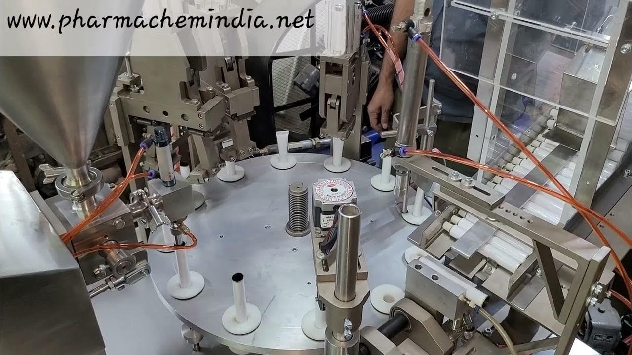 Full Auto Lami / Plastic Tube filling and sealing combo machine speeds upto 40 tubes per minute ...