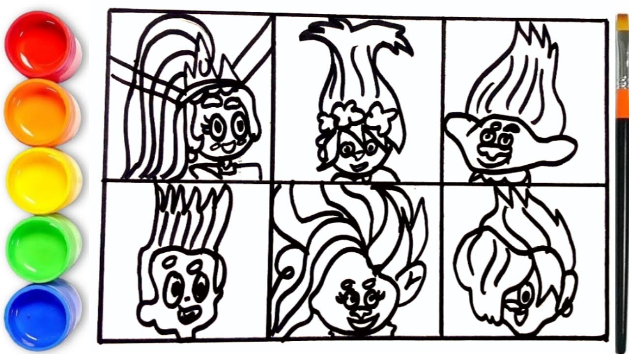 How to draw Trolls Band Together- Velvet Poppy Veneer and others ...