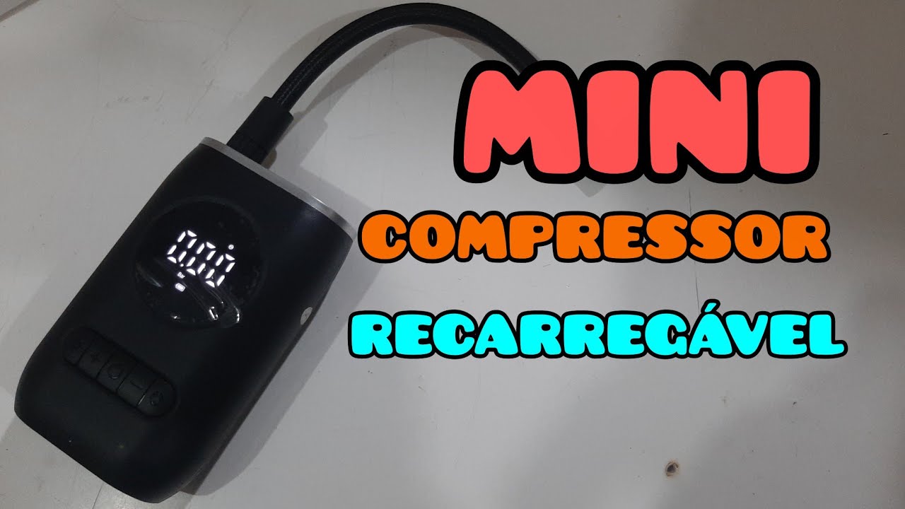 MINI COMPRESSOR PORTÁTIL RECARREGÁVEL - YouTube