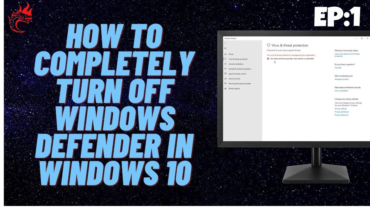 How to disable windows defender permanently - YouTube