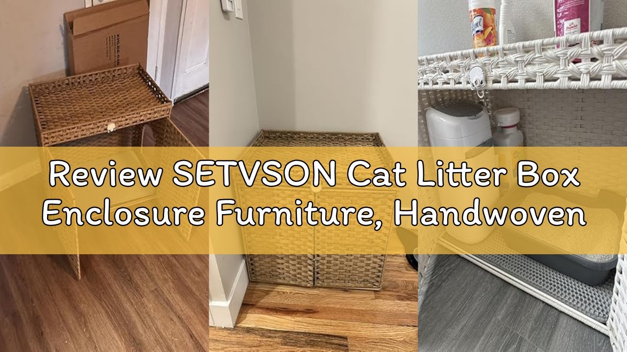 Review SETVSON Cat Litter Box Enclosure Furniture, Handwoven Rattan ...