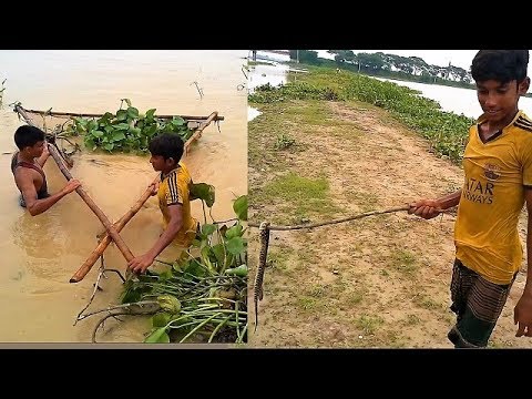 Catching Tiny Fish from the River | Push Net Fishing with Rural Boys ...