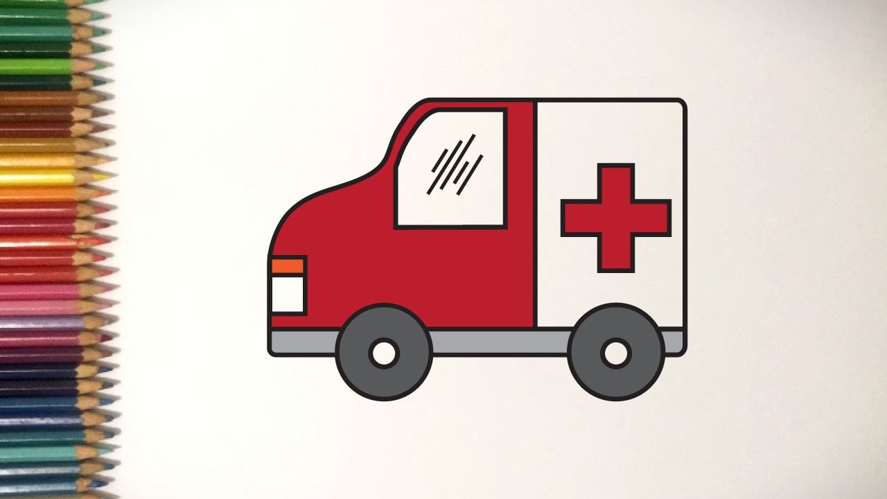 How to Drawing ambulance car for kids, learn drawing #004 - YouTube