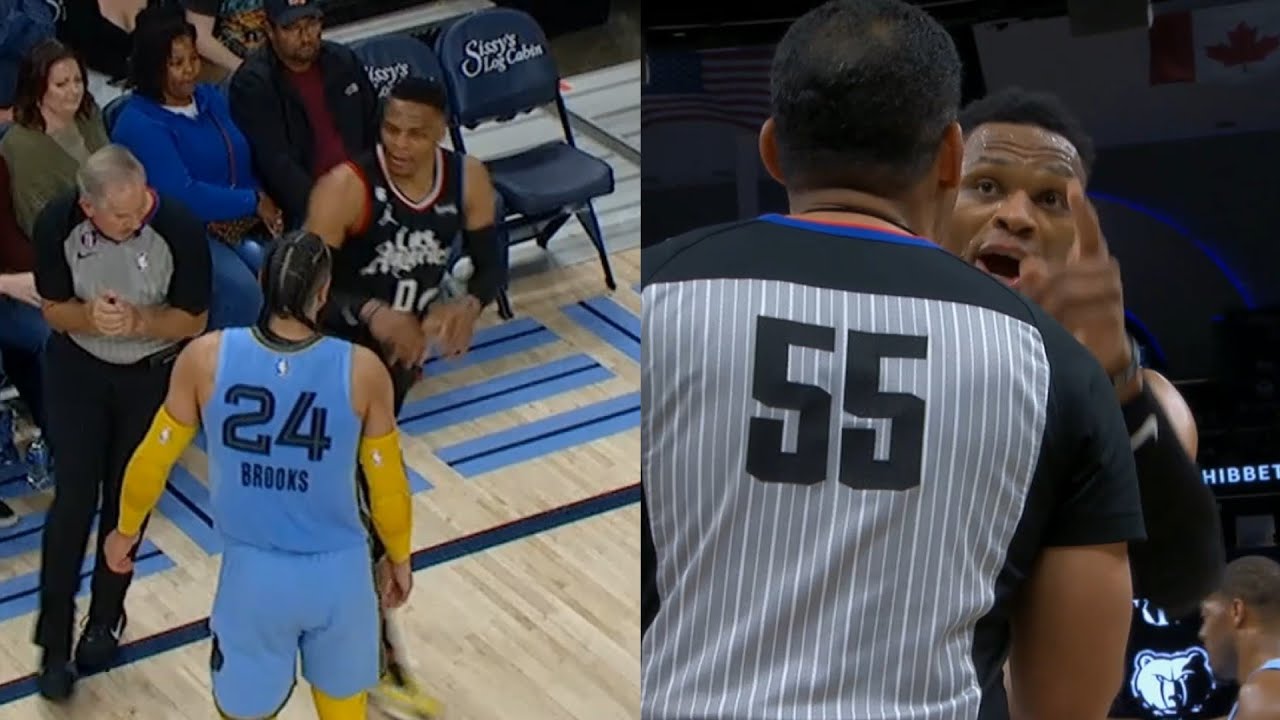 Russell Westbrook has words for Dillon Brooks then gets fan ejected vs ...