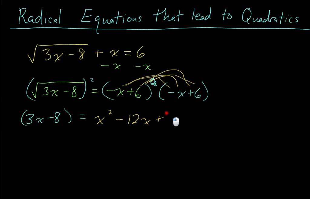Radical Equations that Lead to Quadratics - YouTube