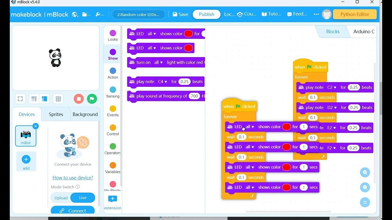 play notes and led robot mbot شرح - YouTube