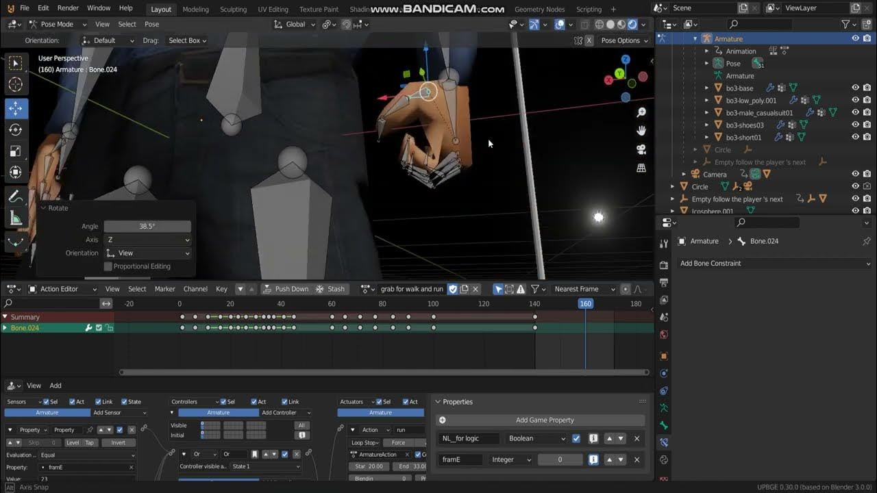 Upbge 30 Fps Fingers Grab Animation With Action S Constraints Youtube
