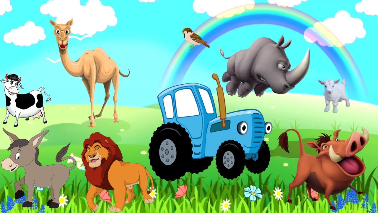 Blue Tractor Farm Animals Sounds - Learning animal sounds - YouTube