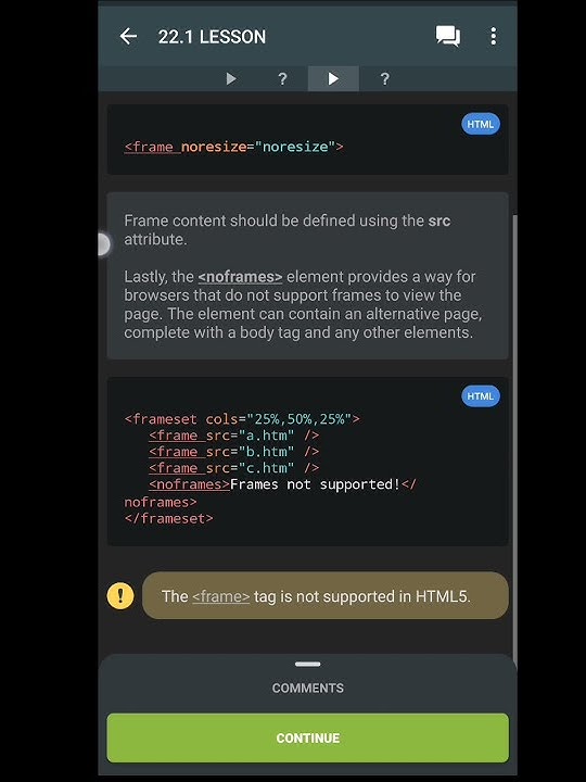 Frames Html Basic Sololearn Html Course Solution Shorts Sololearn 1411