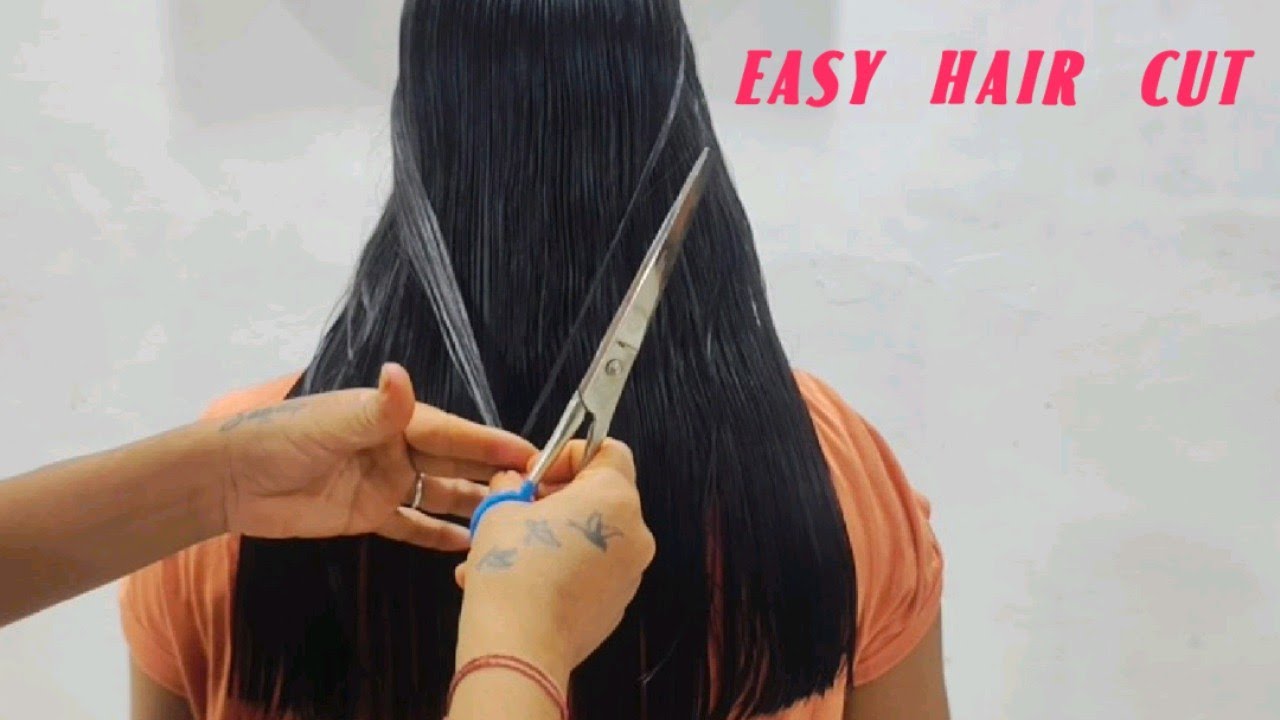 Easy straight Haircut At Home | How to cut hair straight | सीरफ 5min ...