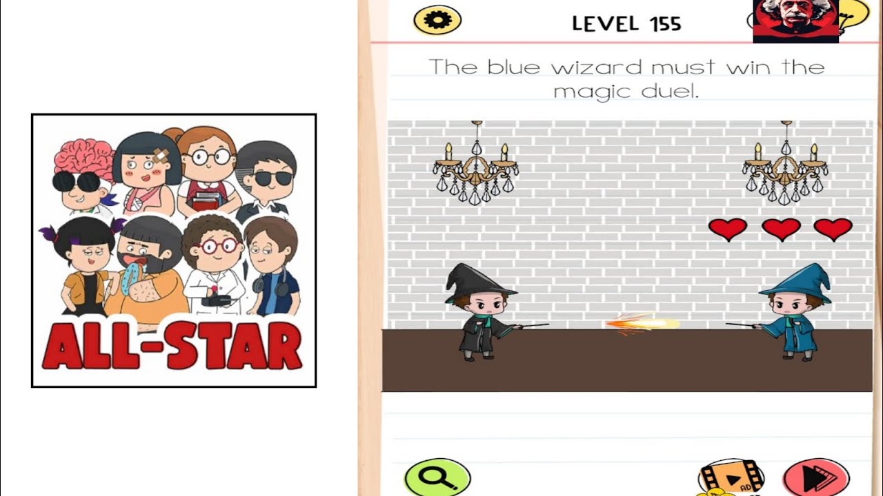 Brain test all star level 205 the blue wizard must win the magic duel ...