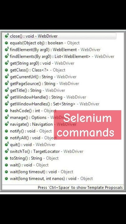 Selenium Webdriver Commands Selenium Webdriver Selenium Youtube