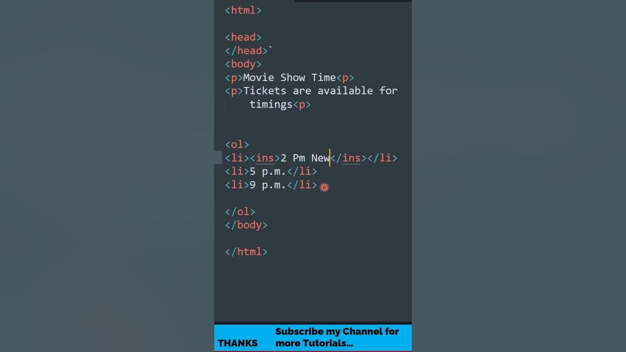html tags -del tag and ins tag #shorts #html #htmltags - YouTube