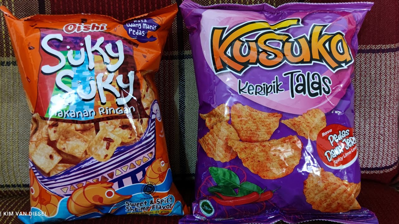 Review Snack OISHI Suky Suky & KUSUKA Keripik Talas (Udang Manis Pedas ...