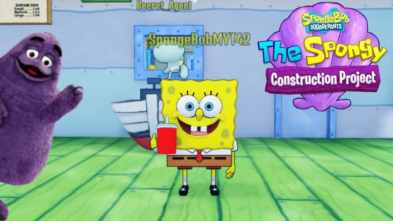 SpongeBob tries the new Grimace Shake! (The Spongy Construction Project ...