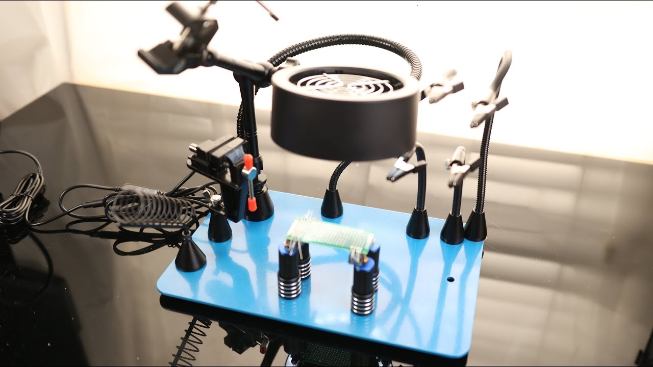 Magnetic Helping Hands Soldering Fume Extractor with Light, Third Hand ...