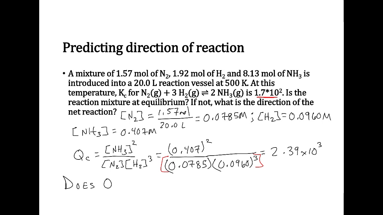 Chemical equilibrium- reaction quotient - YouTube