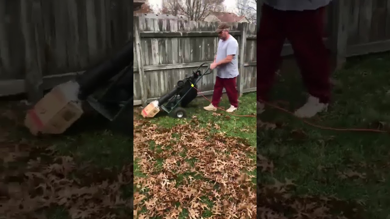 Redneck ingenuity at it finest! My Dad making his own leaf vacuum ...