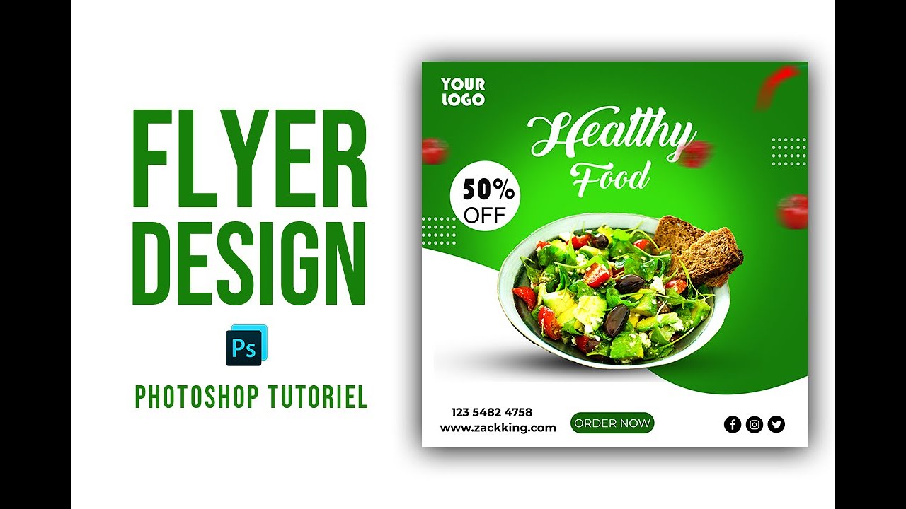 Photoshop Tutorial I Social Media Food Menu Post Design - YouTube