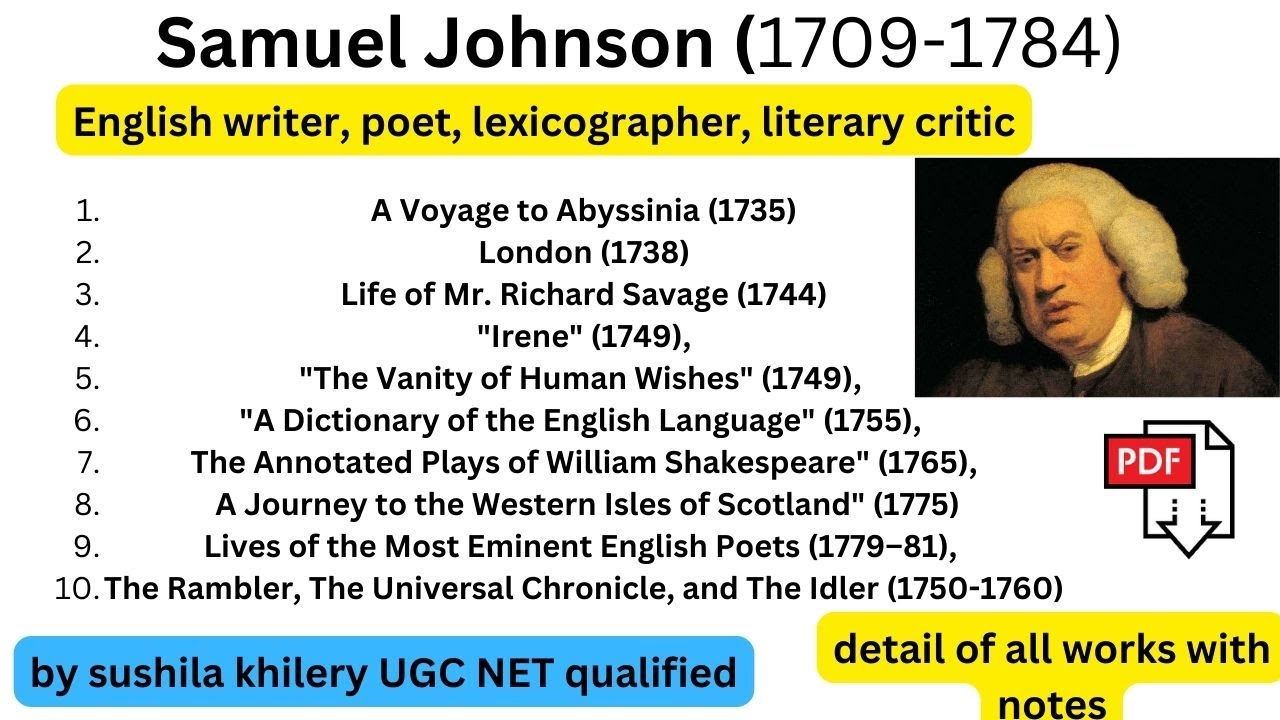 Dr. Samuel Johnson complete detail with notes - YouTube