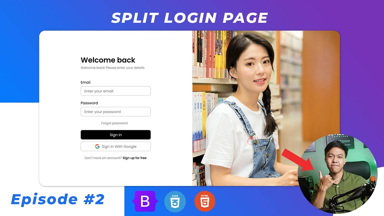 Tutorial Membuat Split Login Page dengan HTML CSS BOOTSTRAP 5 Eps 2 ...