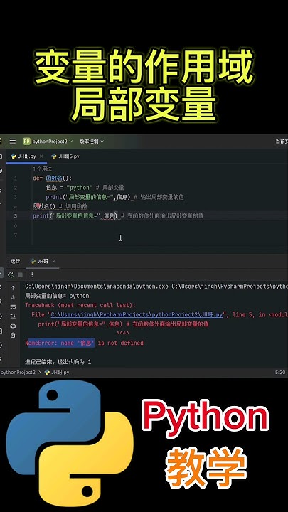 变量的作用域 局部变量 Python Python教学 Python编程 Python入门 Coding 基础代码 Youtube