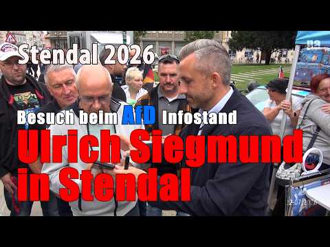 Ulrich Siegmund (AfD) in Stendal und ein Besuch des Infostandes der Grünen Partei am Rande
