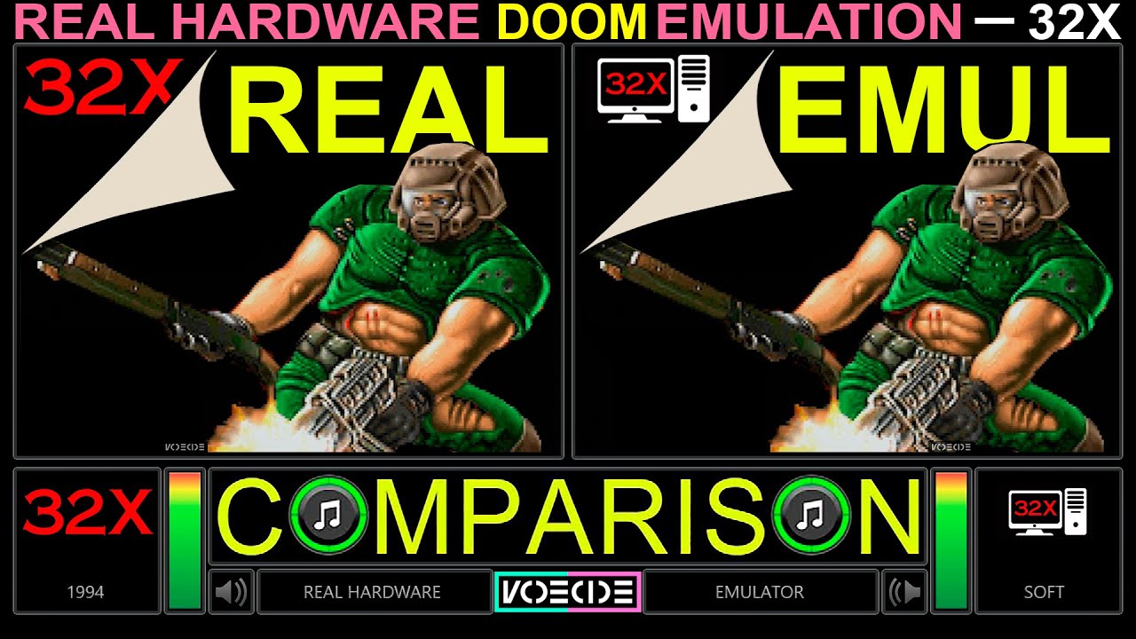 Doom (Real Sega 32X vs Sega 32X Emulator) Side by Side Comparison ...