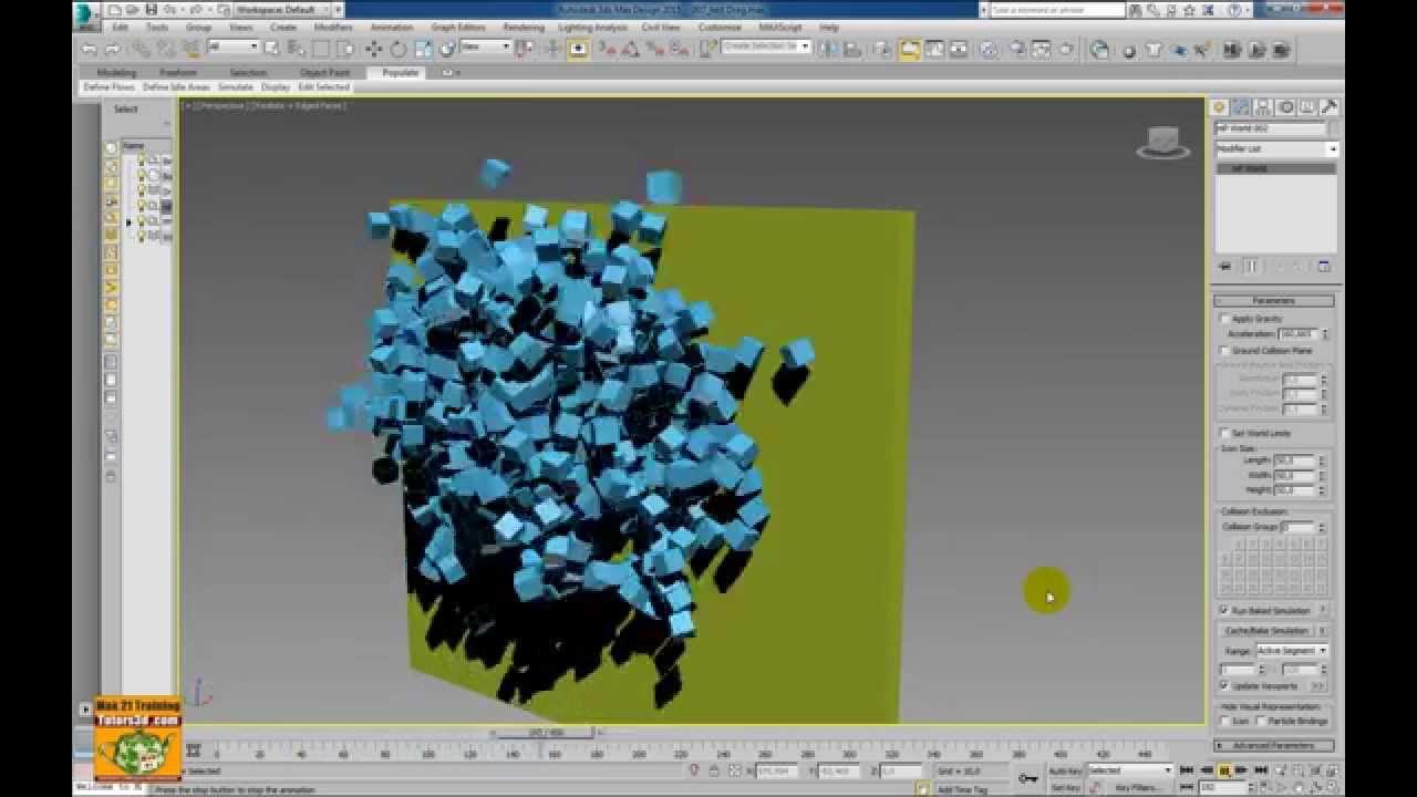 3ds max 2015 Particle Flow Space Collision - YouTube