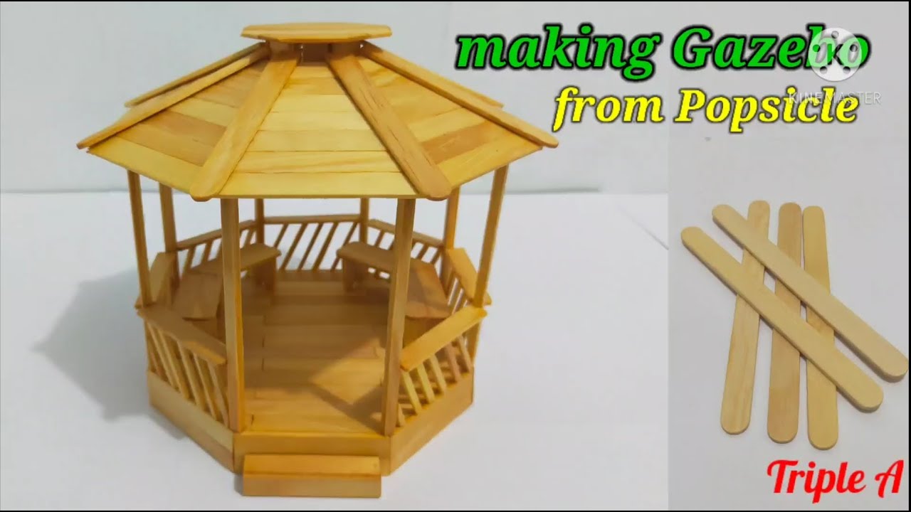 How to make popsicle stick Gazebo. diy - YouTube