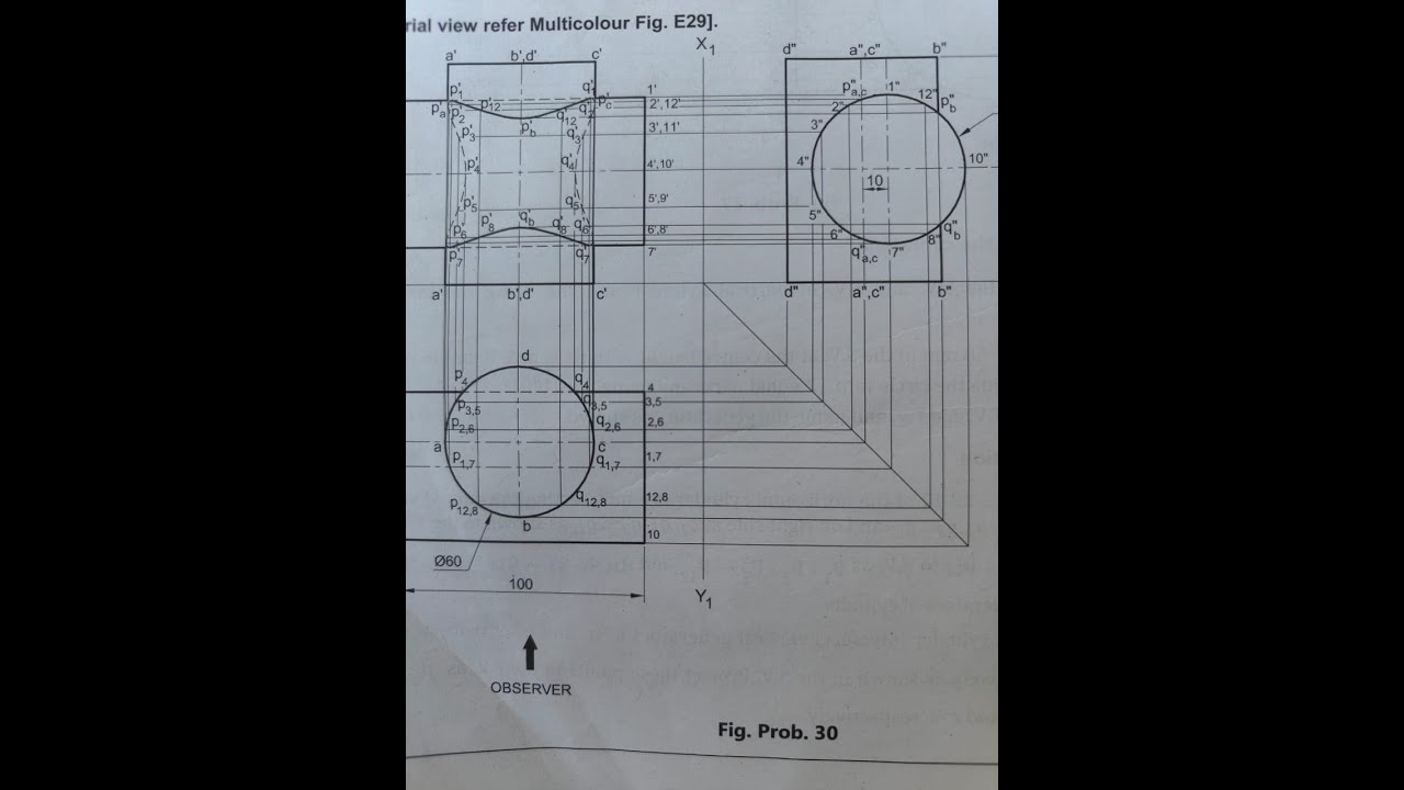 Engineering Drawing Intersection of solid Cylnder to Cylinder 10 mm ...