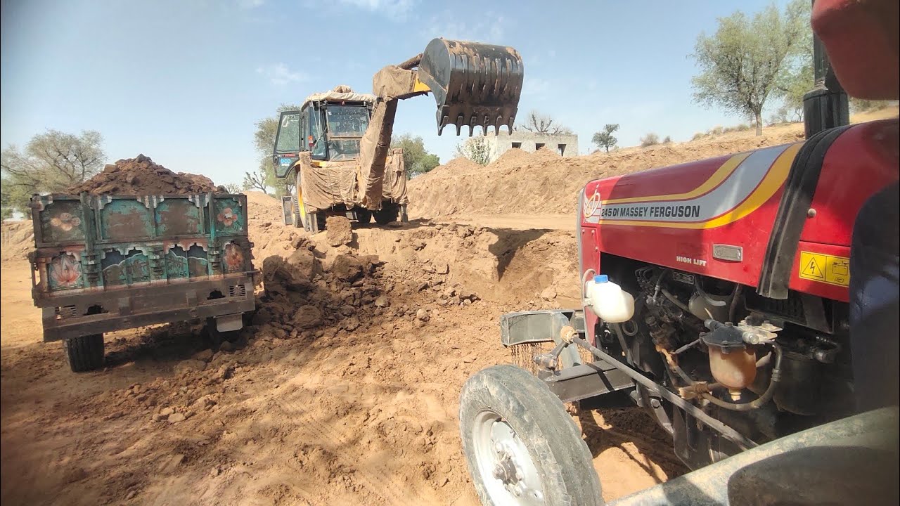 Jcb 3dx Backhoe Loader Machine Loading Red Mud Both Of My 3 Tractor ...