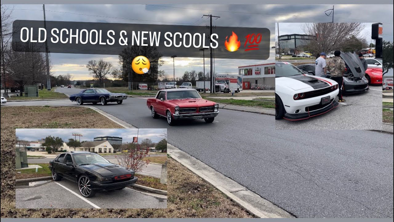 OLD SCHOOLS & NEW SCHOOL CARS PULL UP TO THE AUTO ZONE CAR MEET! *MUST ...