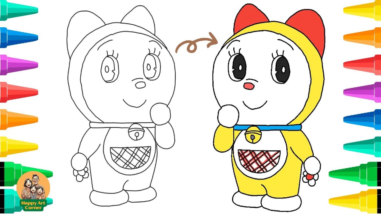 How to draw Dorami easy step by step and coloring in 6 styles #Doraemon ...