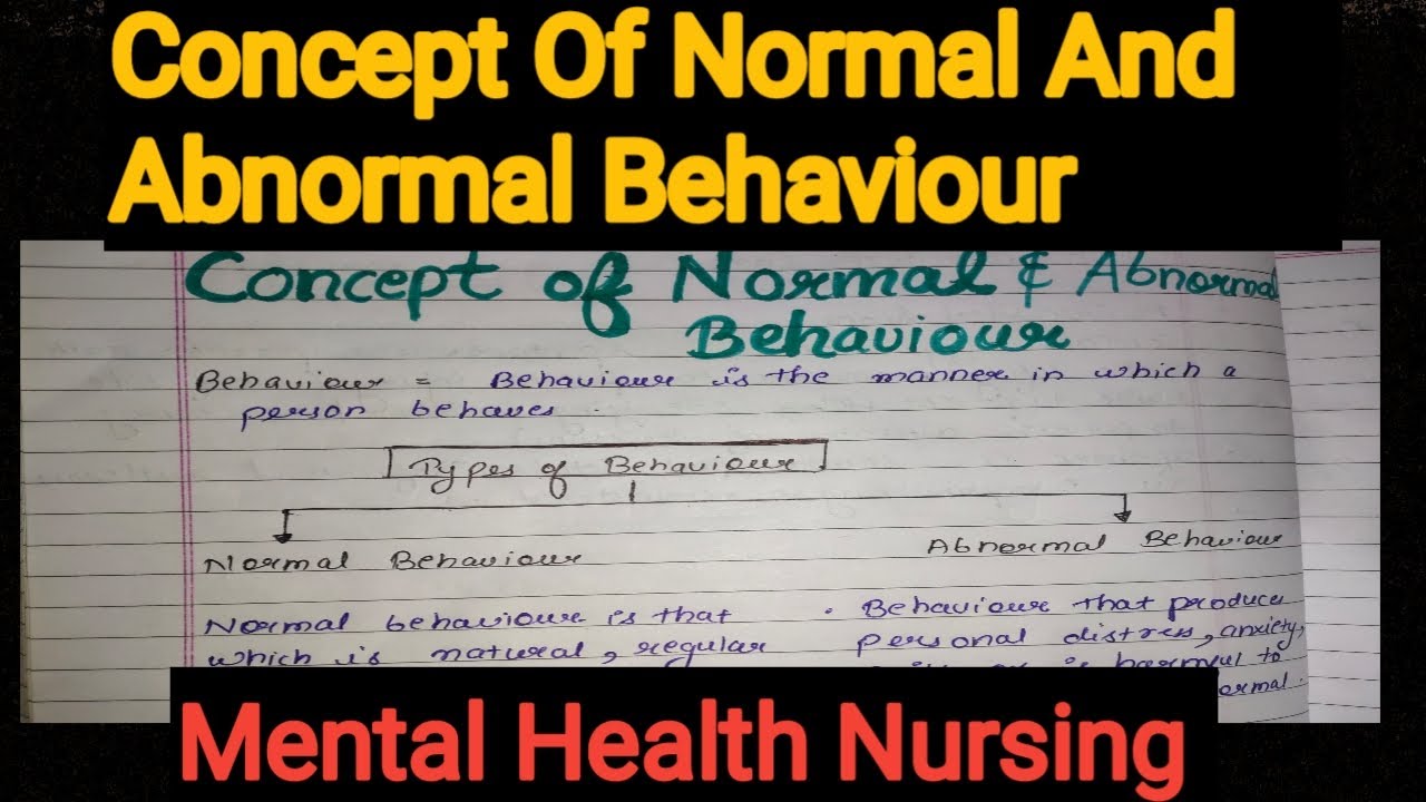 Notes Of Concept Of Normal And Abnormal Behaviour in Mental Health ...