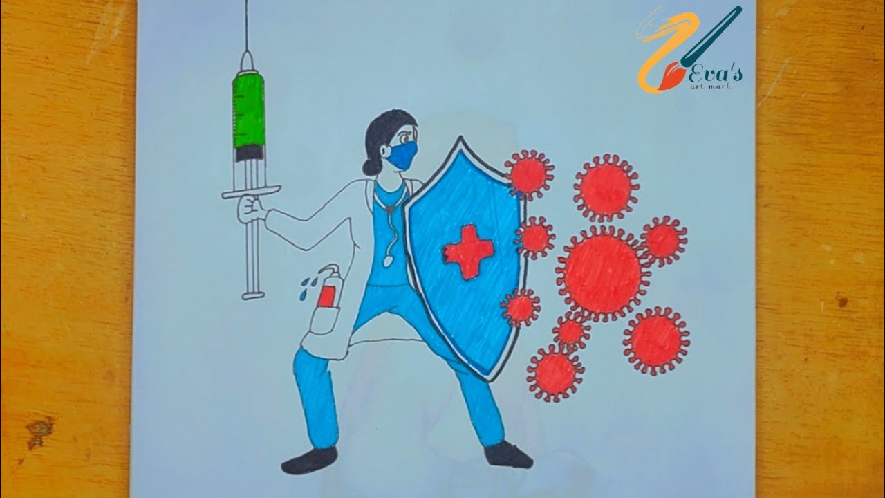 How to draw Fight Coronavirus Drawing || stop COVID-19 poster || Easy ...